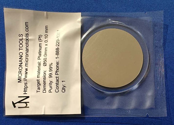 High Purity Platinum Sputtering Target 50 mm Dia x 0.1mm – MicroNano Tools